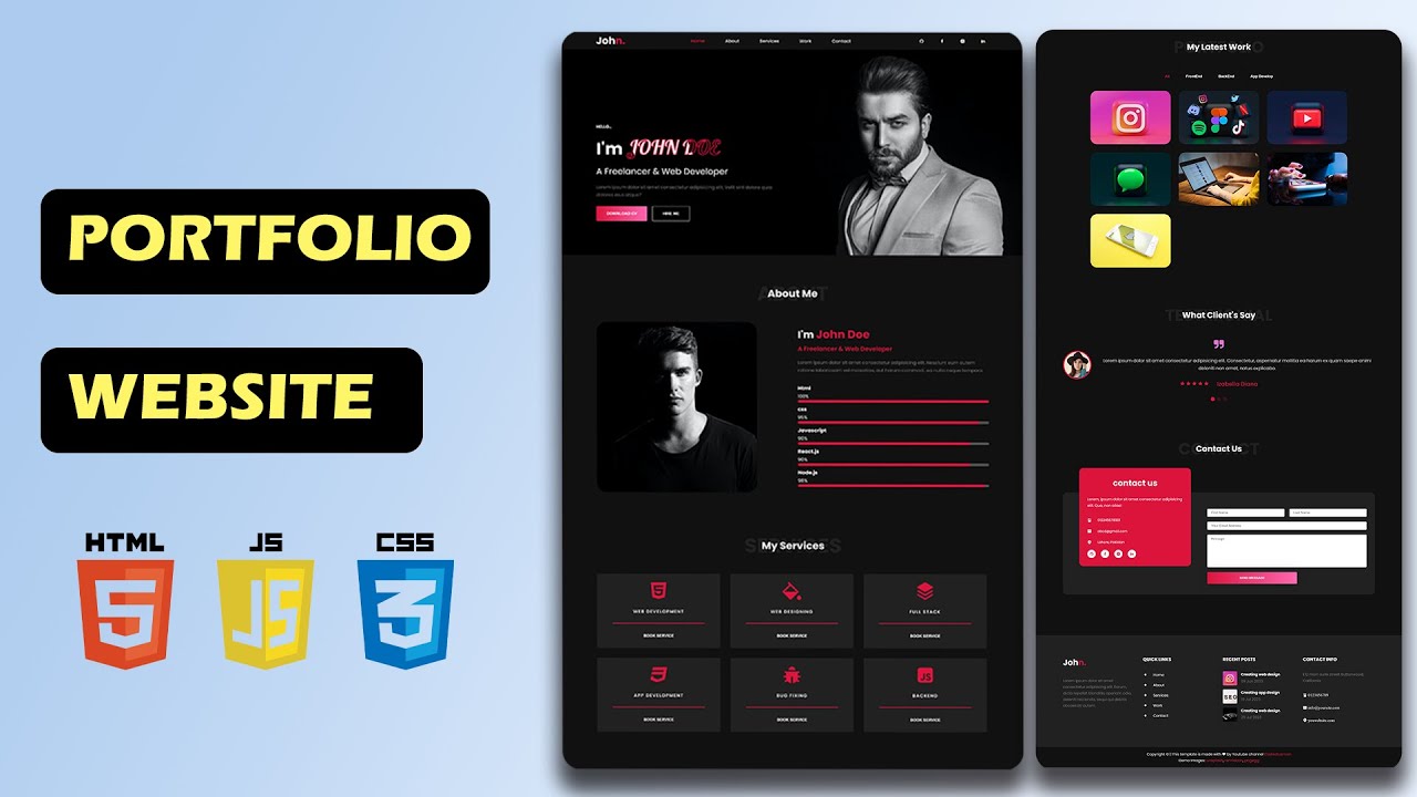 Build a Complete Responsive Personal Portfolio Website using HTML CSS ...