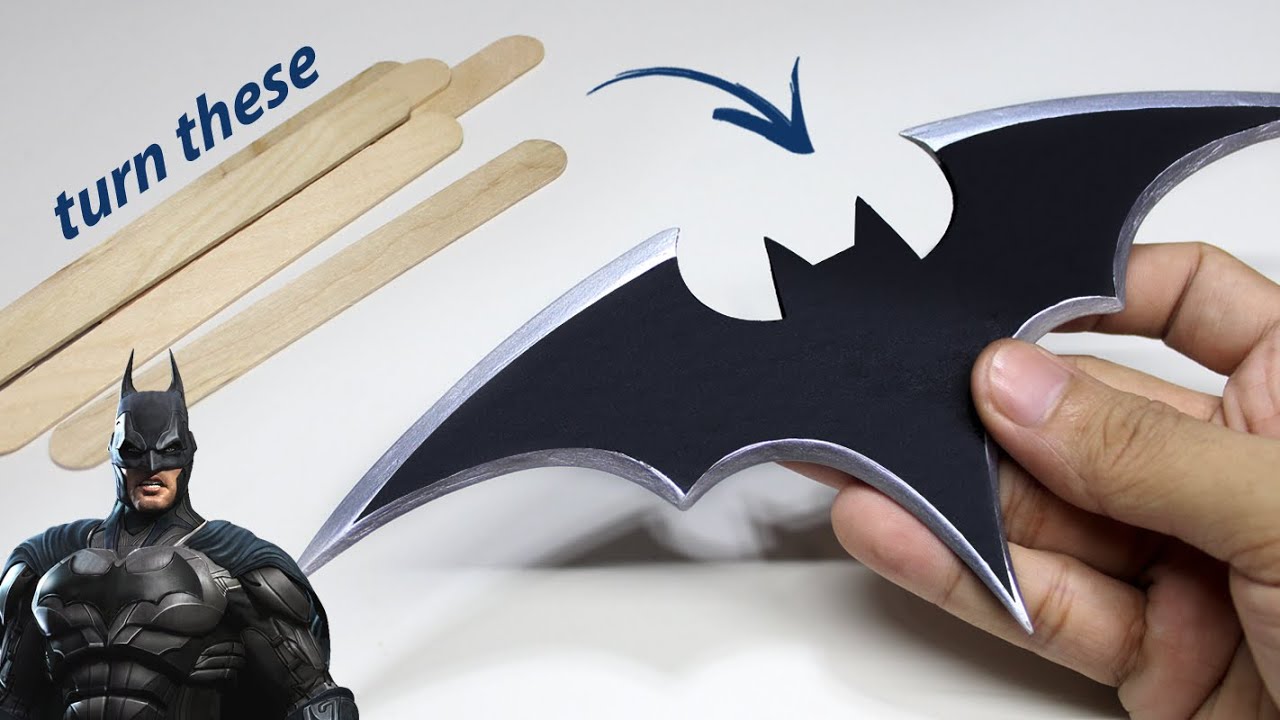 How to make Batman Batarang from Popsicle Sticks - YouTube