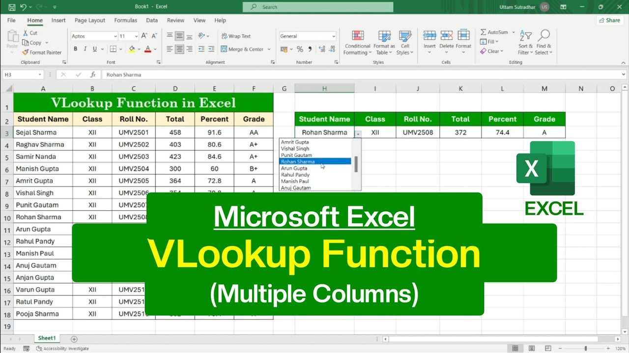 How to use VLOOKUP Formula in Microsoft Excel | VLOOKUP Function in Excel - YouTube