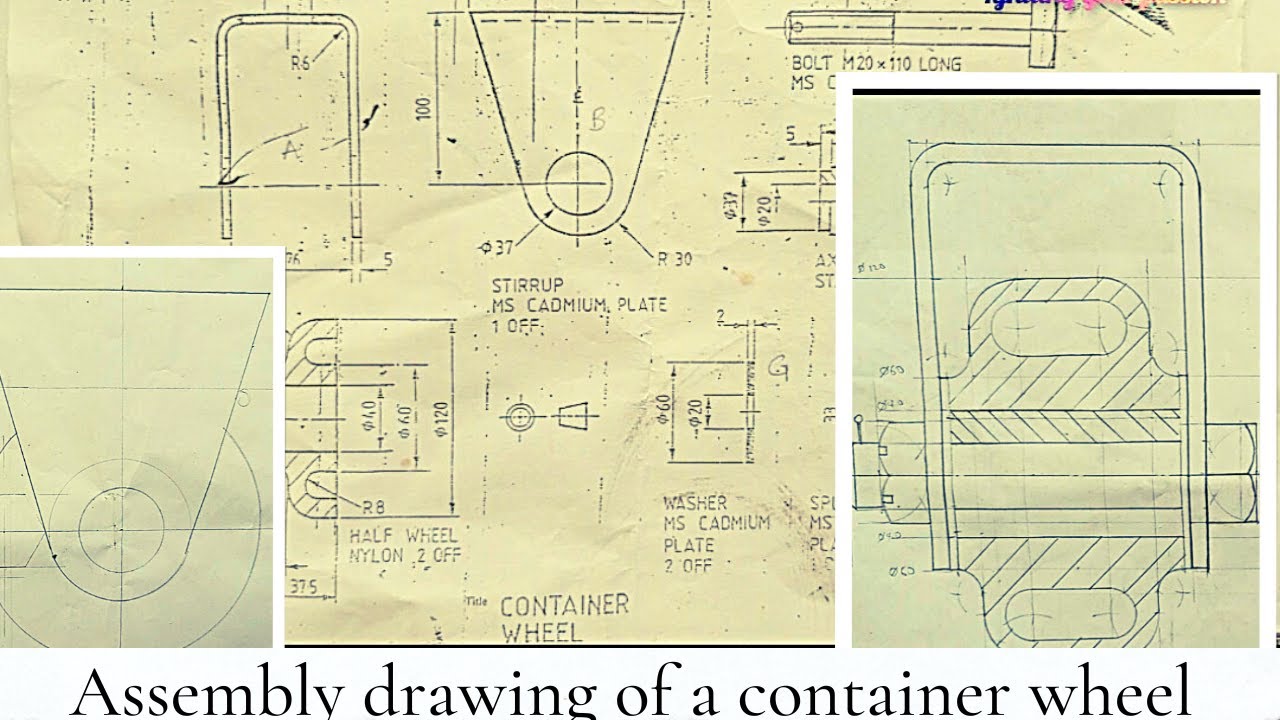 Assembly of container wheel in engineering drawing assembly drawing ...