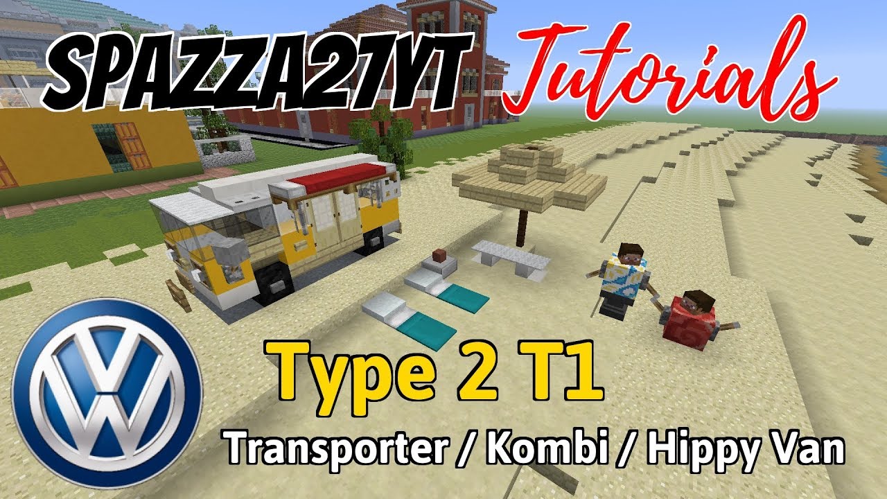 Minecraft Volkswagen VW Type 2 T1 Transporter Kombi Hippy Van Tutorial ...