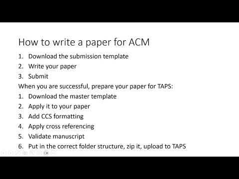 How to write a paper for ACM and submit using TAPS - YouTube