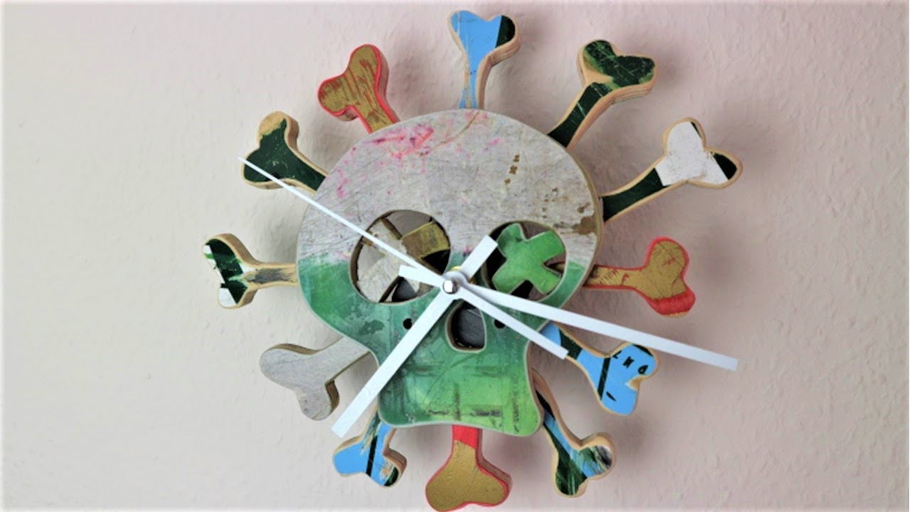 Skateboard recycling wall clock DIY - YouTube