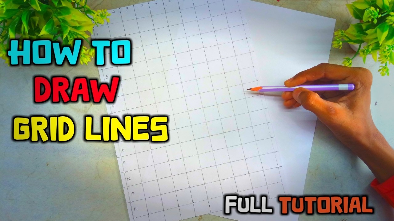 How To Make Grid Line Drawing At A4 Sheet | Grid Line Method Draw Step ...