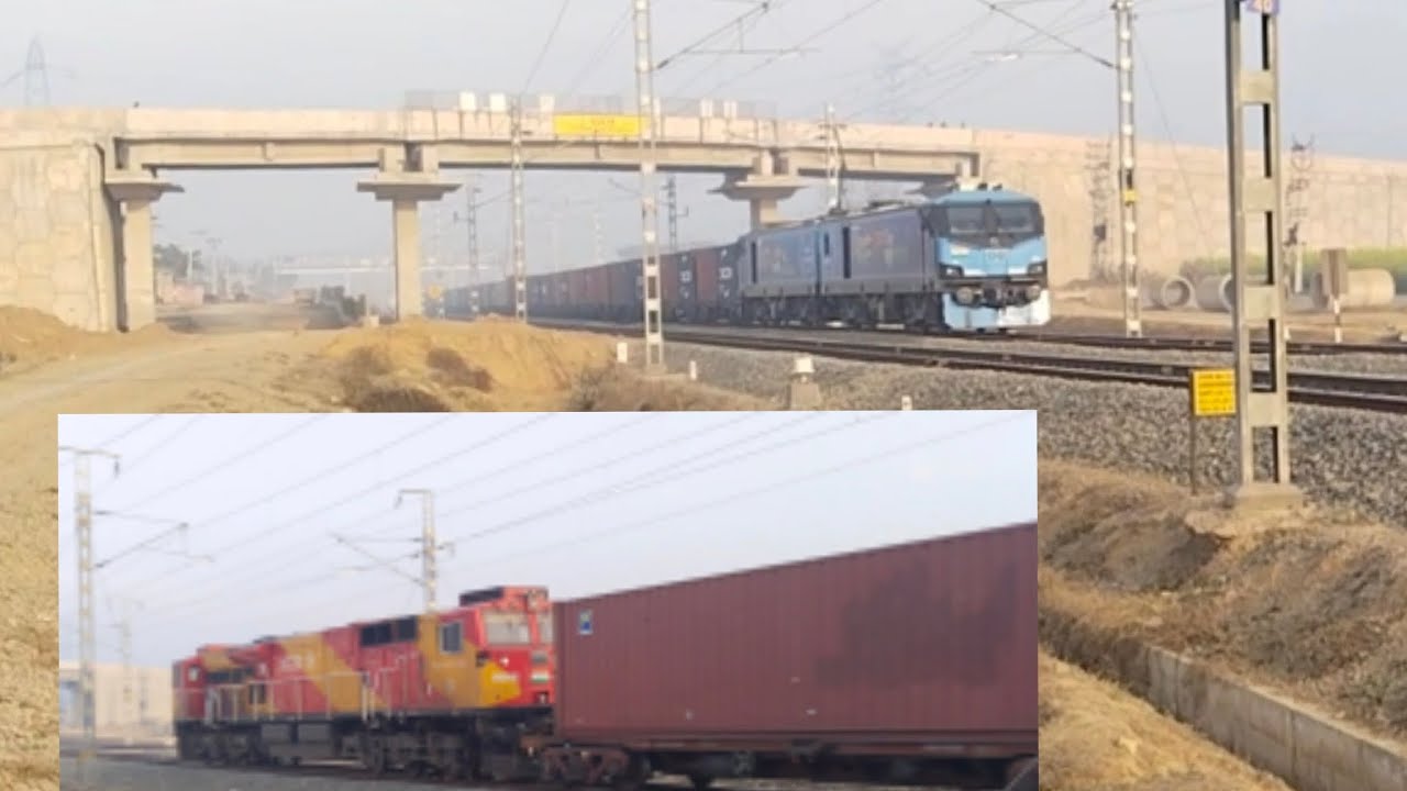 high speed freight corridor with stack container train wag 12. wdg4g ...