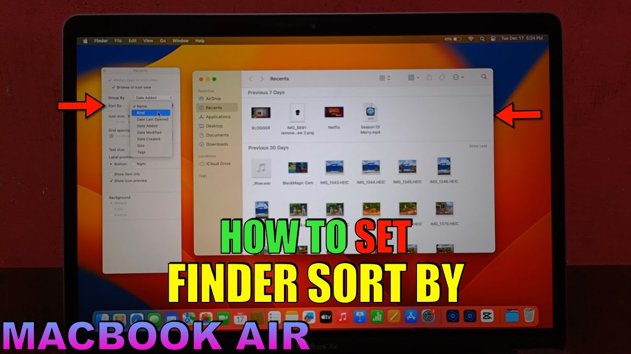 How to set finder sort by on MACBOOK AIR - YouTube
