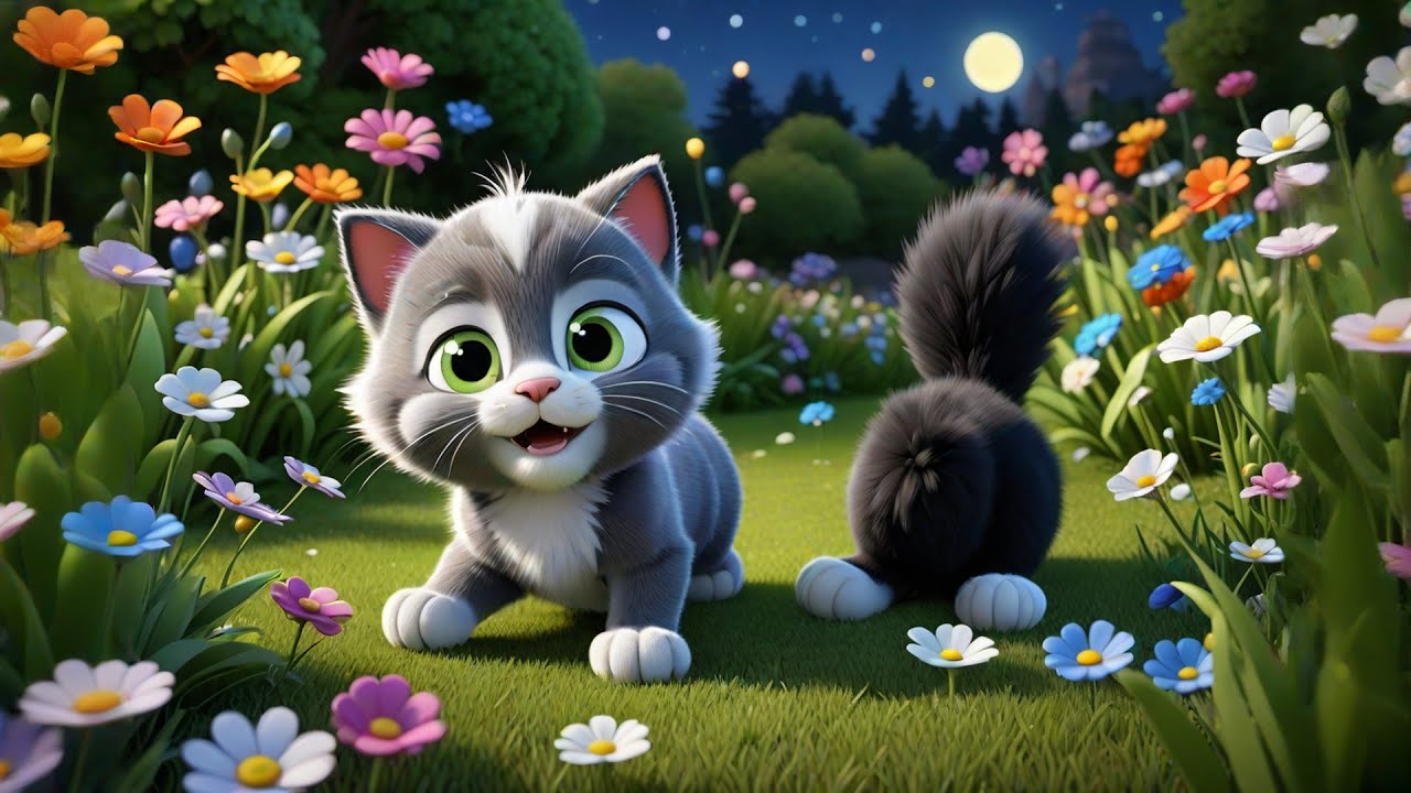 Five Curious Kittens Chase the Moon | Fun Kids Song | Nursery Rhymes ...