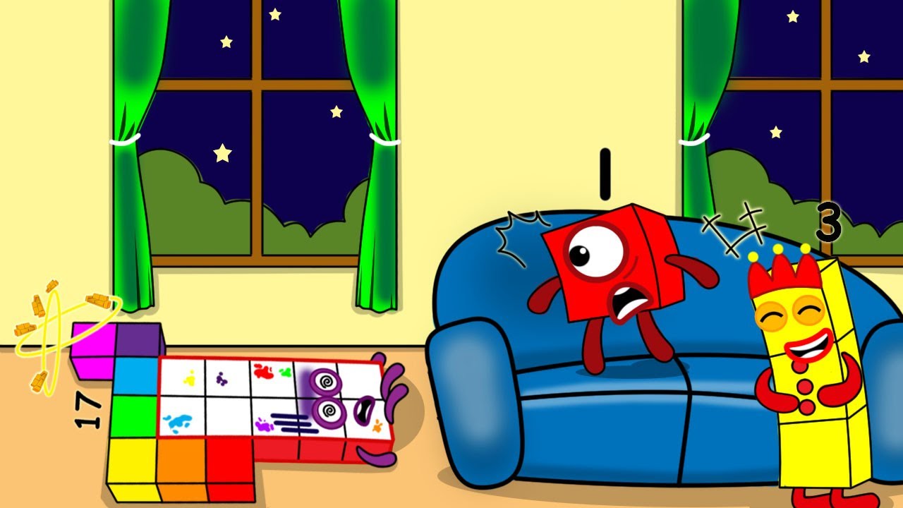 Oh no! NB 17 fell off the couch from jumping up and down | Numberblocks ...