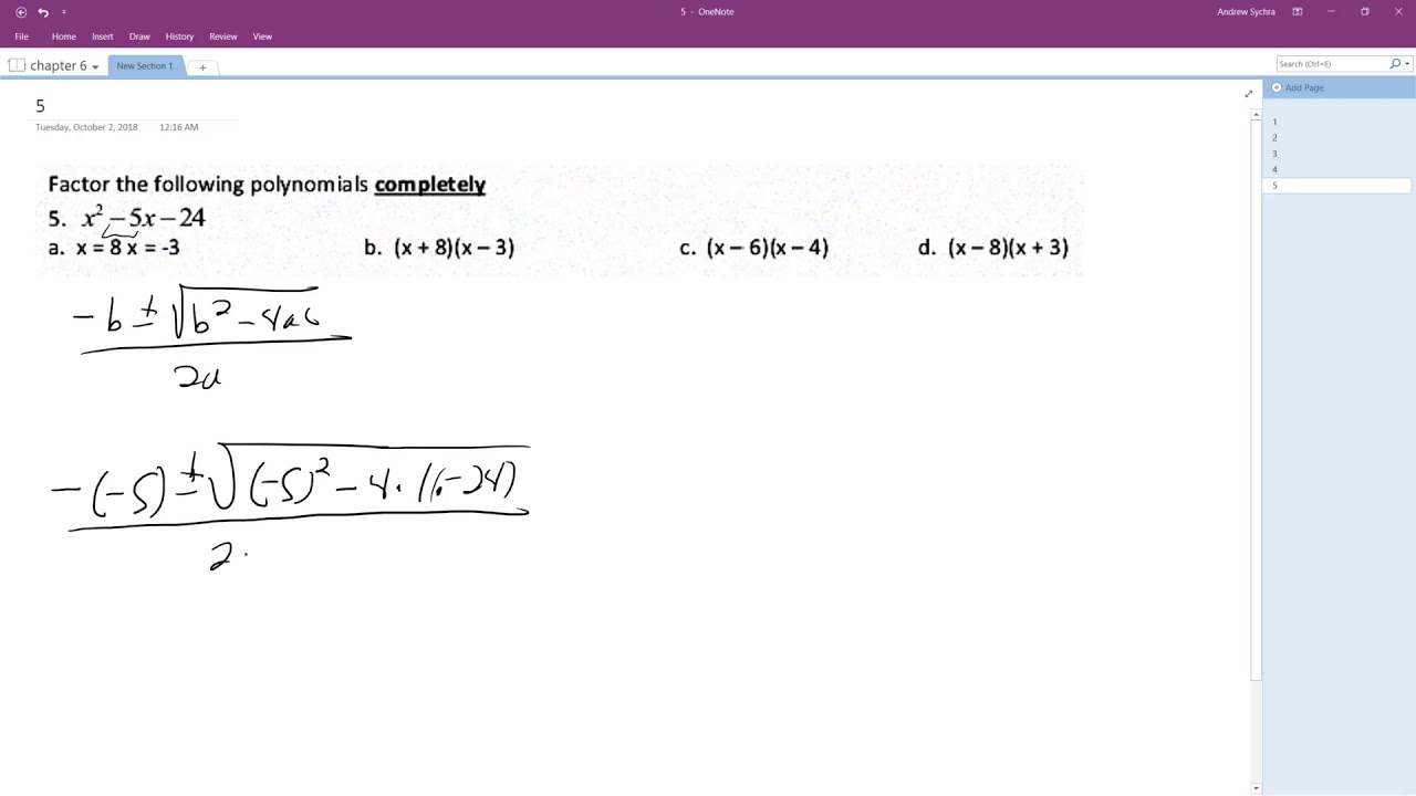 X 2 5x 24 Factor The Following Polynomial Completely YouTube X 2 5x 24 Factor The Following Polynomial Completely YouTube