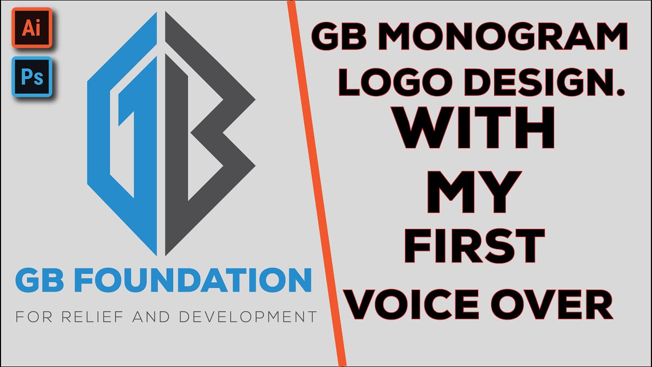 MY FIRST TIME VOICE OVER | GB LETTER MONOGRAM LOGO DESIGN ADOBE ILLUSTRATOR | LOGO TUTORIAL ...
