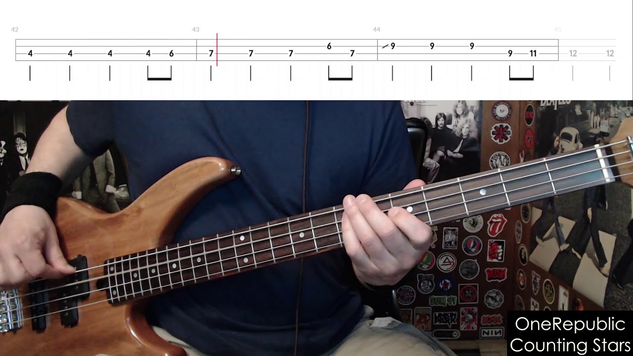 Counting Stars by OneRepublic - Bass Cover with Tabs Play-Along - YouTube