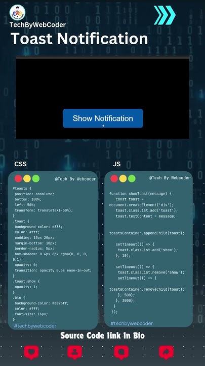 Toast Notification Using Html,Css And Javascript|| Source Code Link In Description # ...