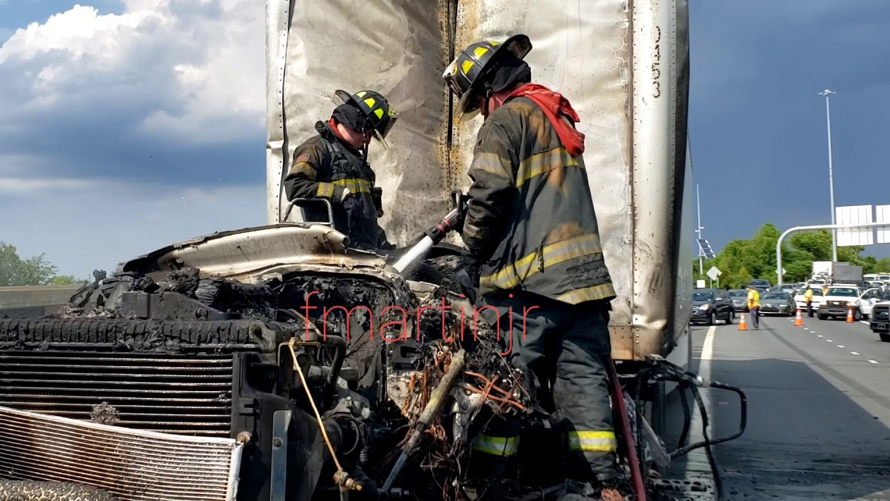 Truck fire mop up - YouTube