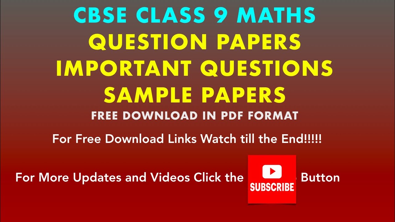 Extra Important Questions for Class 9 Maths 2020 - YouTube