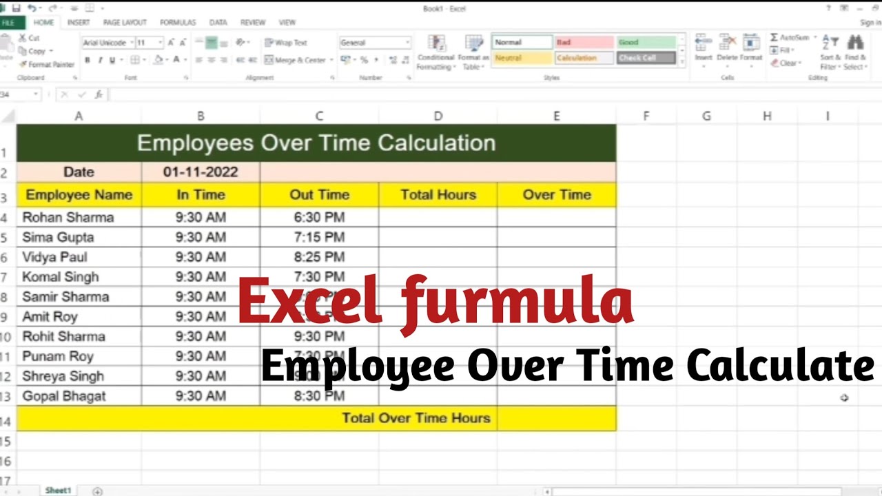 Employee Over Time Calculation Excel New Formula excel Employee Over Time Calculation Excel New Formula excel
