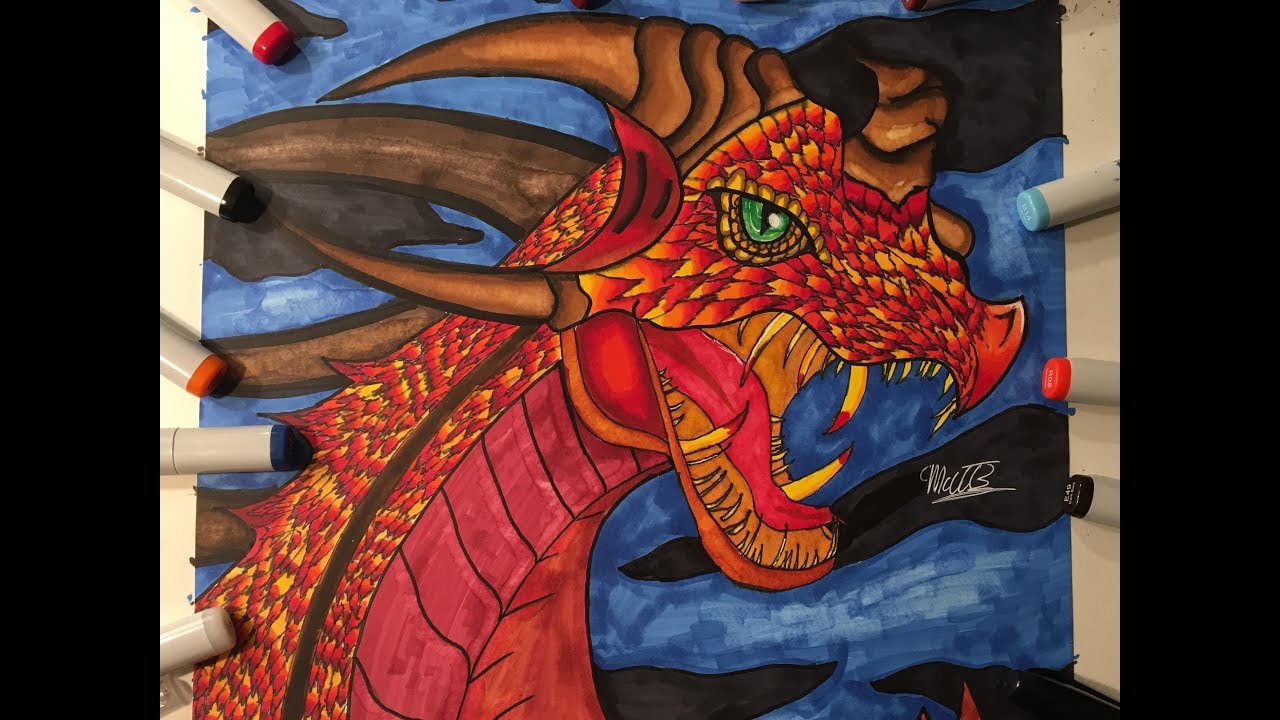 How To Draw a JAPANESE MYSTICAL DRAGON(COPIC MARKERS): ZArtwork - YouTube