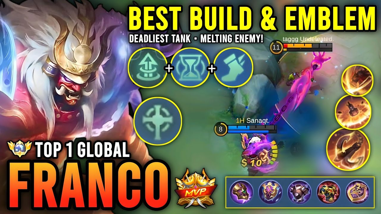 DEADLIEST TANK!! FRANCO BEST BUILD & EMBLEM 2023 | TOP 1 GLOBAL FRANCO ...