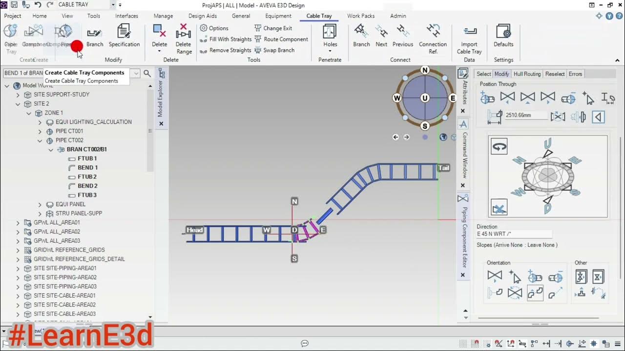Aveva E3d - Cable Tray Modification - How to Align Components Easily ...