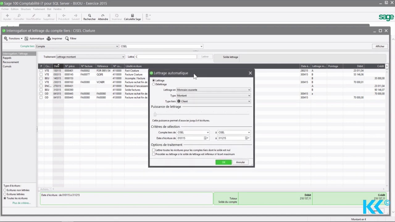 Sage 100 comptabilité i7 - Le délettrage automatique - YouTube