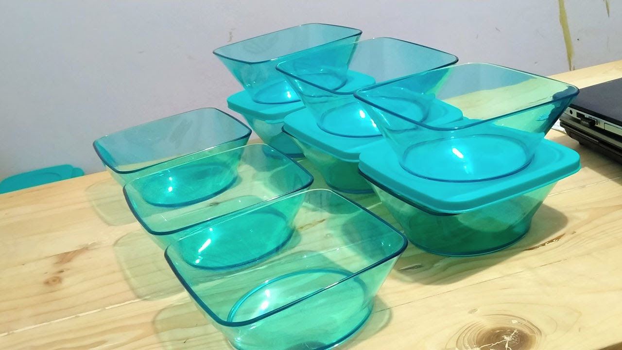 Clear Bowl Square Paradise Tupperware - YouTube