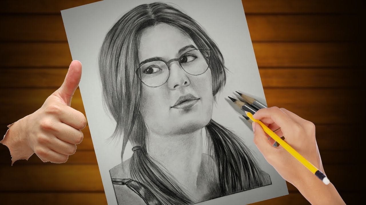 how to draw katrina/heroine drawing easy by E guide Art - YouTube