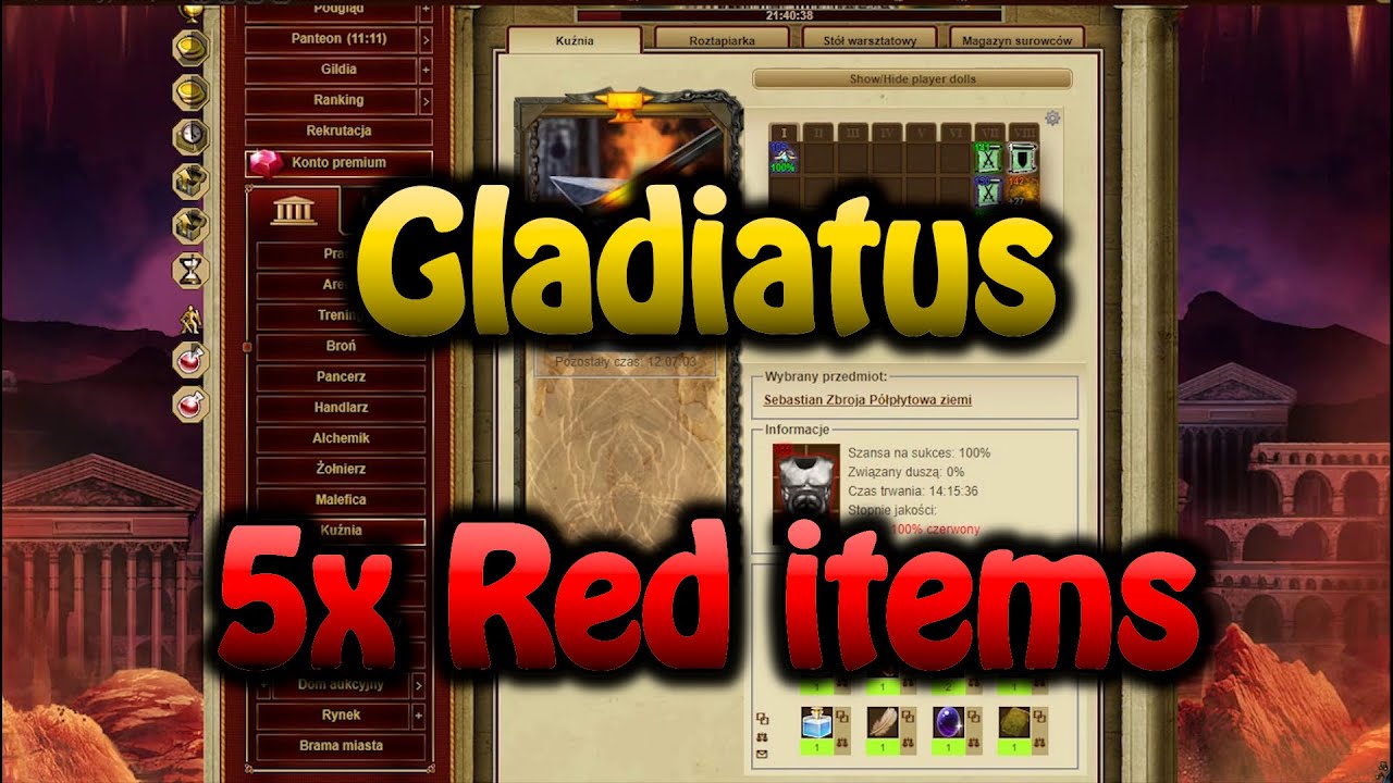 Gladiatus PL- Kuźnia | Red items + Dodatki #16 - YouTube