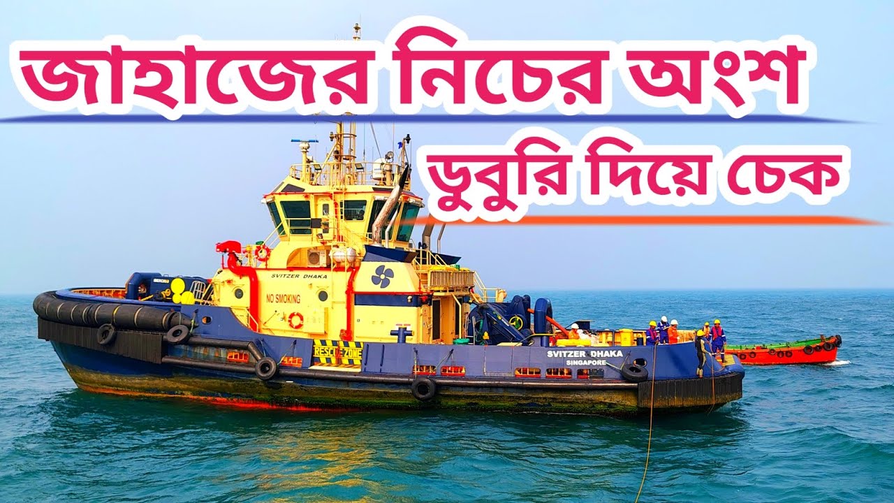 জাহাজের পানির নিচের অংশ ডুবুরি দিয়ে চেক করার দৃশ্য | Diver Check ship ...