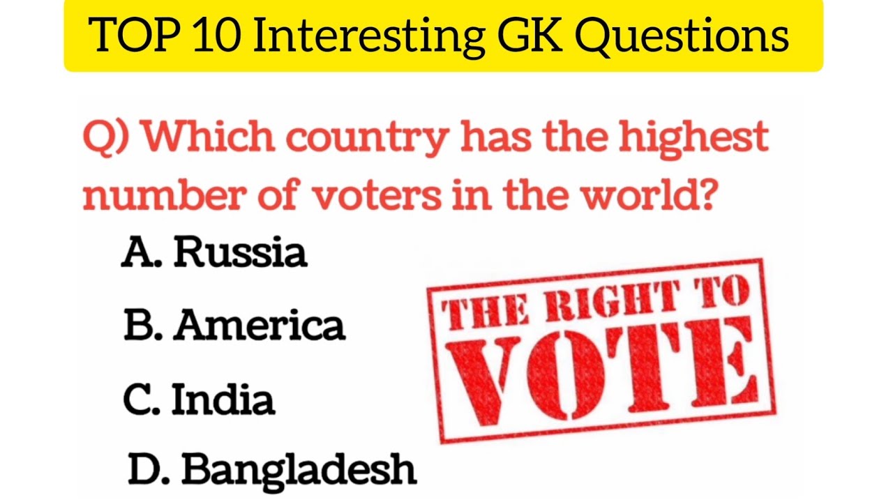 Top 10 GK Question and Answers || Gk questions and answers in english ...