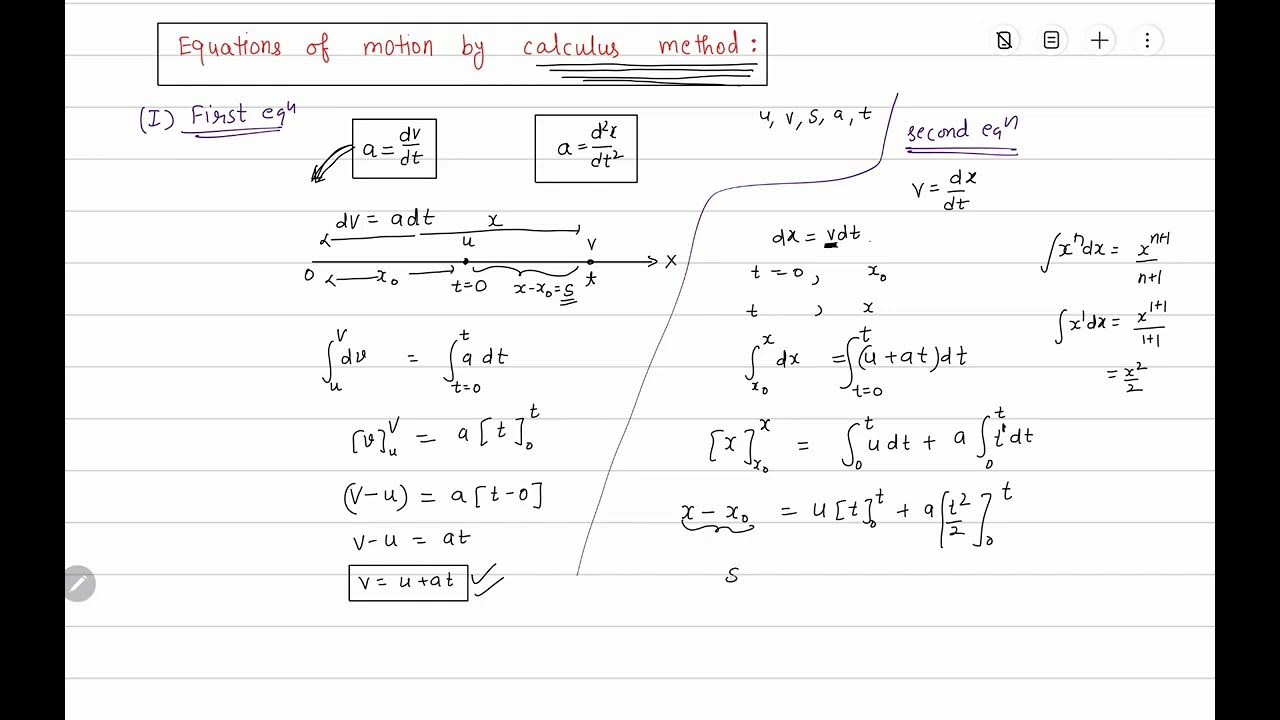 Equation of motion by calculus method #motion in a straight line - YouTube