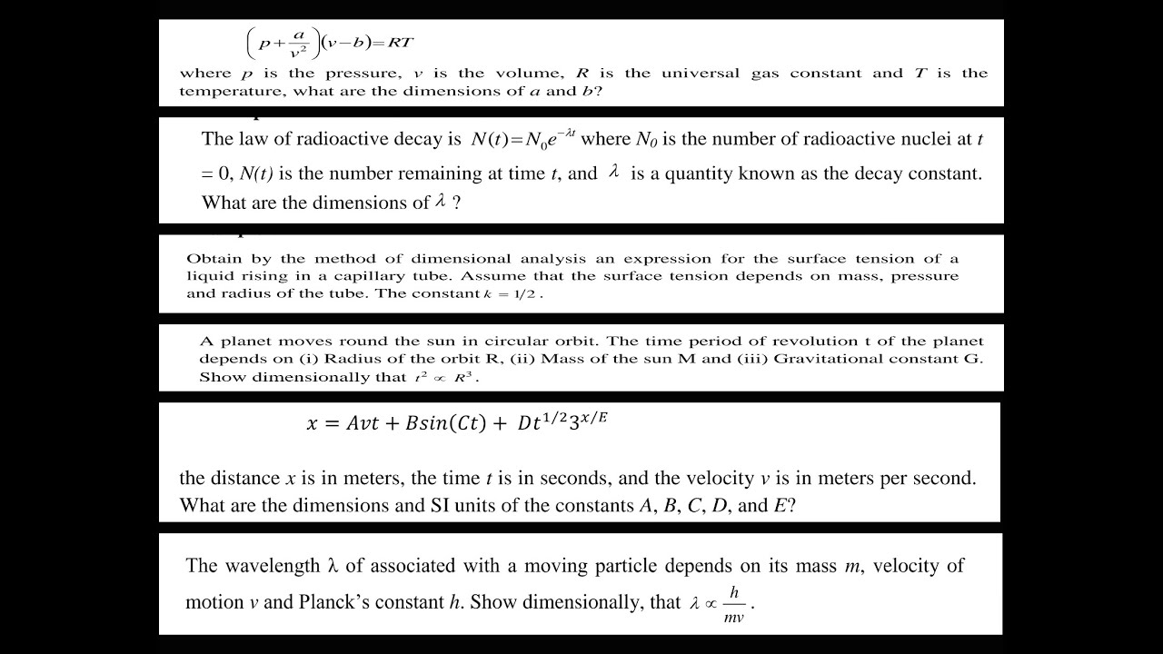 Dimensional Analysis( ALL POSSIBLE EXAM QUESTIONS) - YouTube