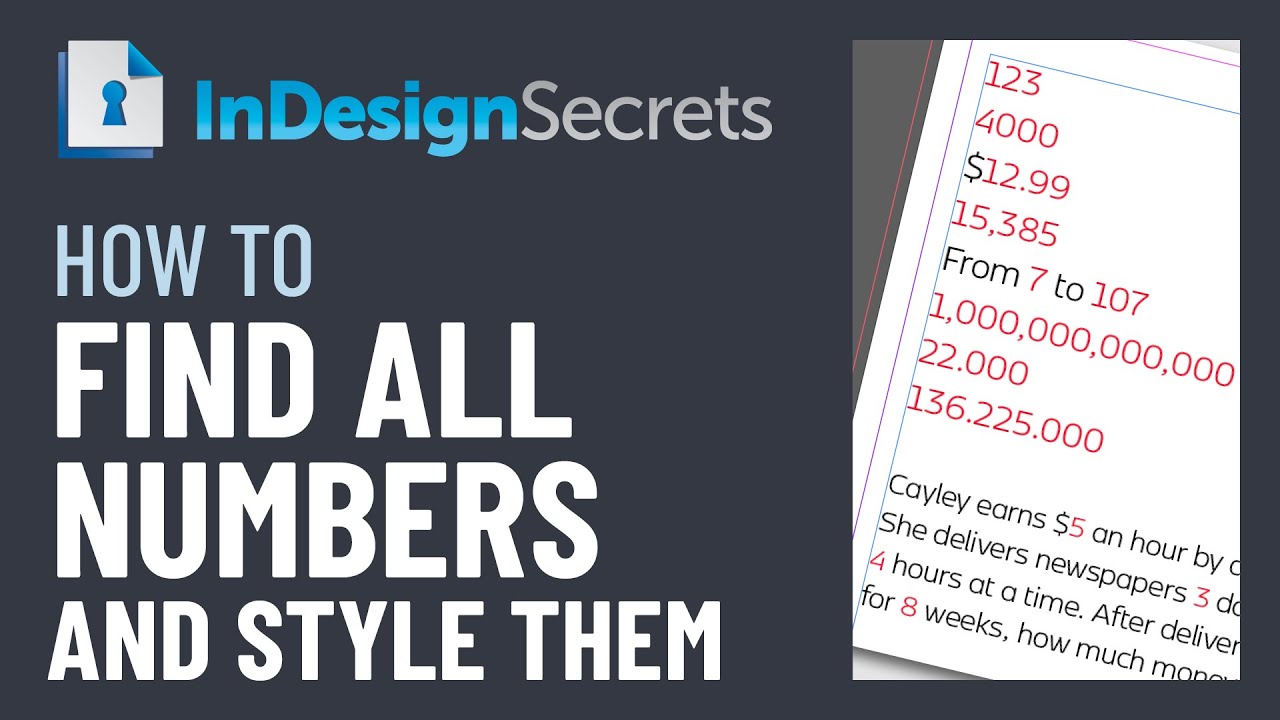 InDesign How-To: Find All Numbers and Style Them (Video Tutorial) - YouTube