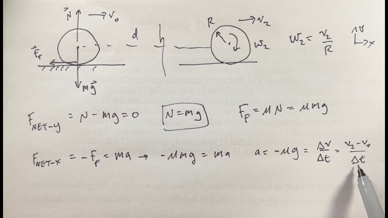 Physics Solution: How far does a bowling ball slide before rolling ...