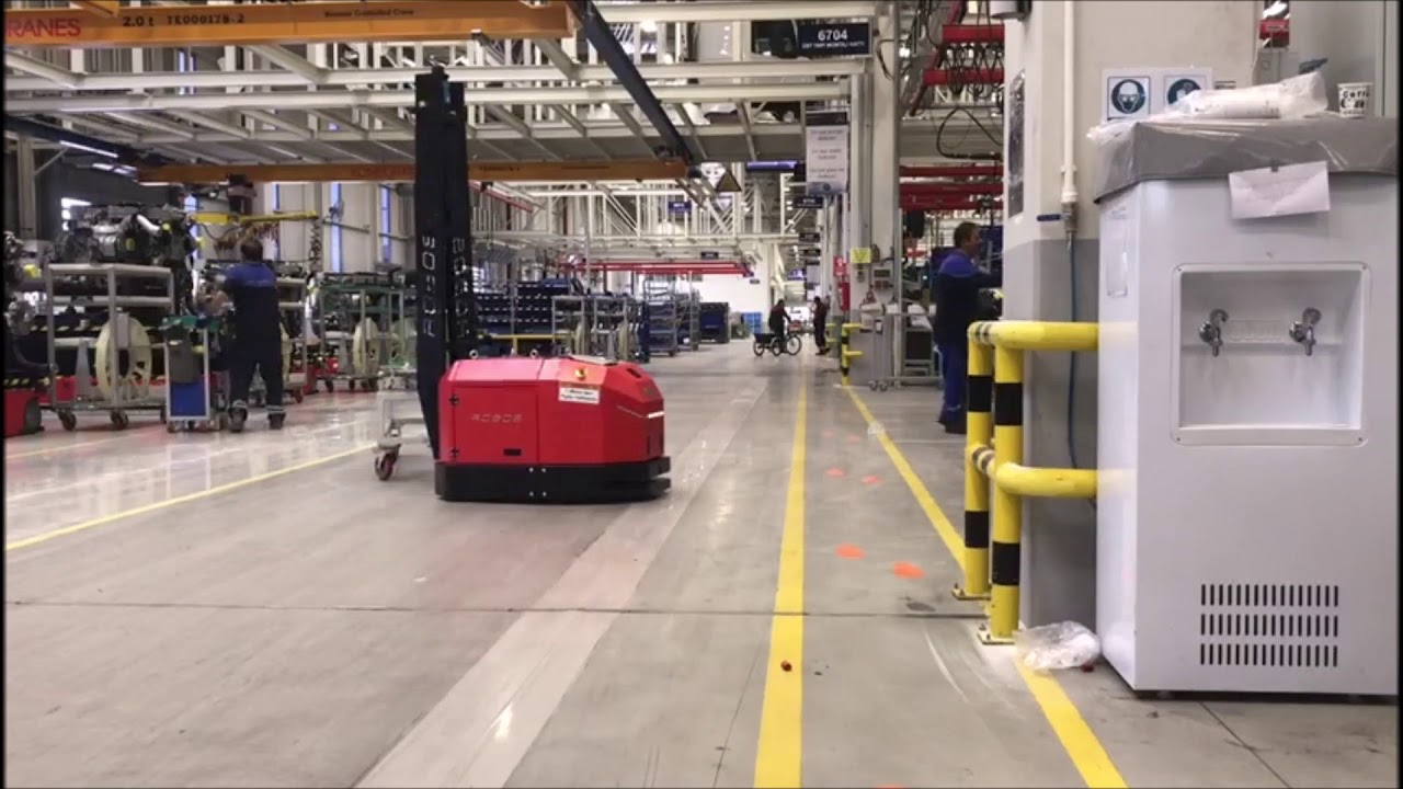 ROBOS Tugger AGV Application - YouTube