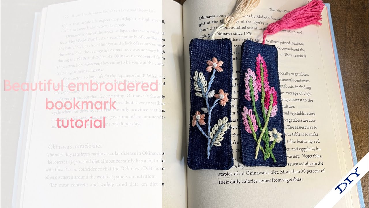 DIY || Make your own embroidered bookmark || Easy step by step tutorial ...