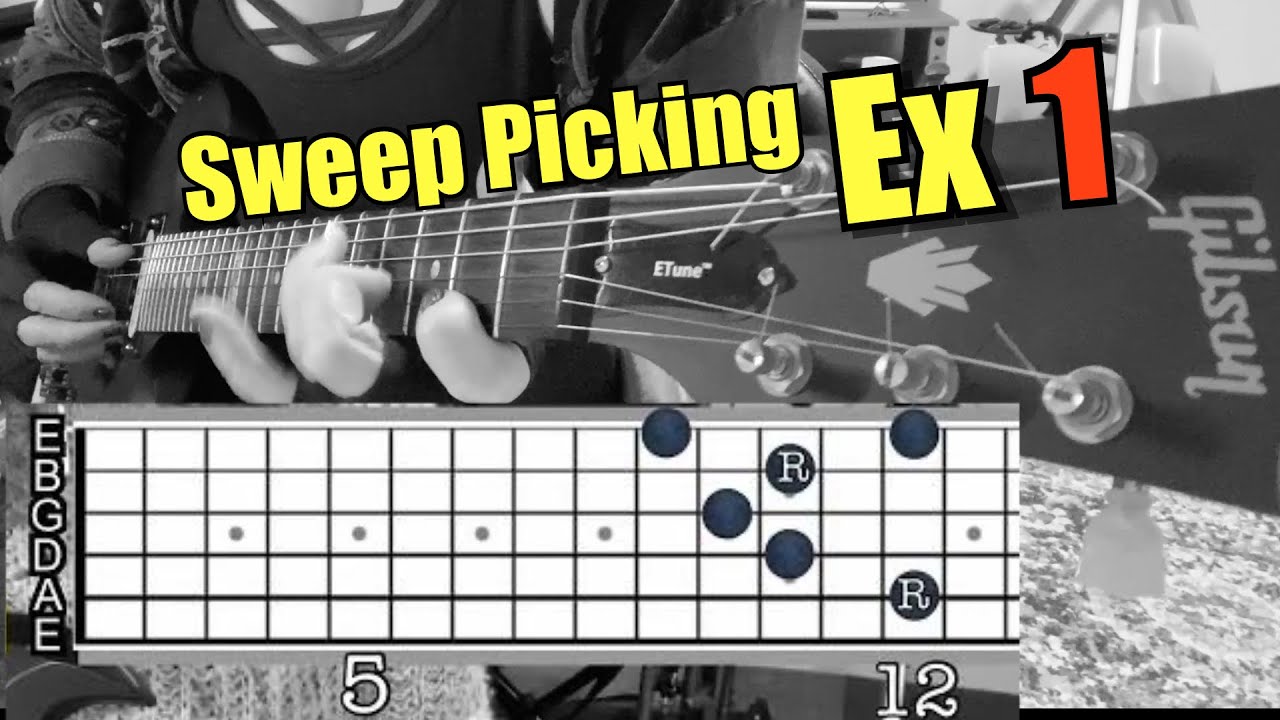 Sweep picking arpeggios for beginners 2 How to sweep pick guitar lesson ...