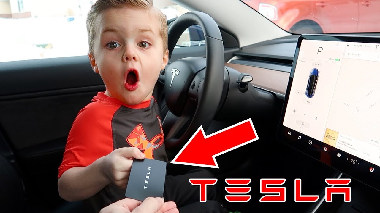 Giving My 5 Year Old Kid My Tesla Model 3 - YouTube
