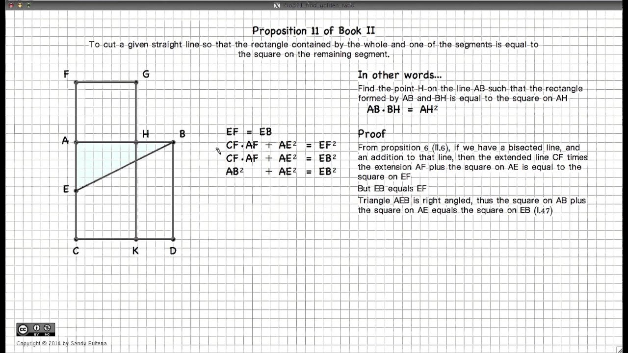 Euclid's Elements Book 2 - Proposition 11 - YouTube