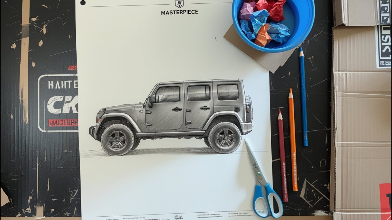 Mahindra thar drawing | Thar drawing easy | Devendra MS Paint - YouTube