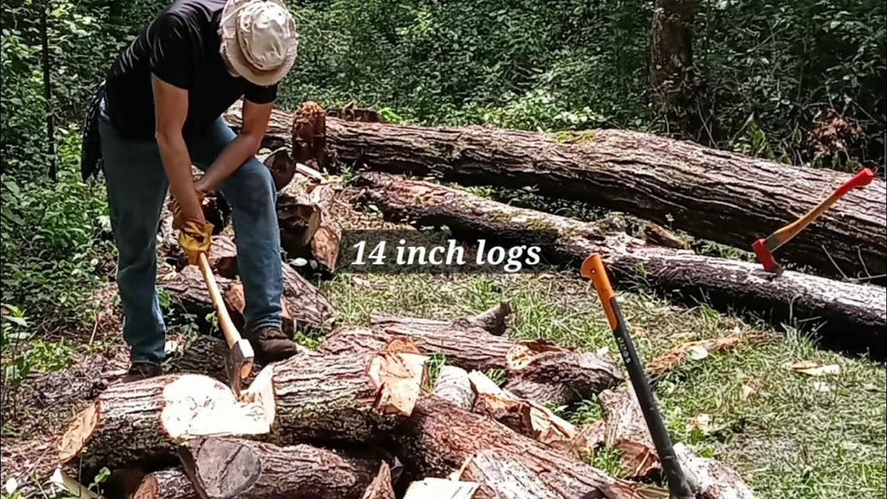 Axe bucking logs with the Casterman Timberpilot chopper - YouTube