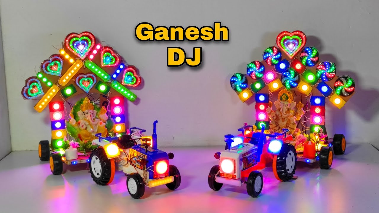 Double Light DJ Tractor Ganesh Puja DJ Loading | Big DJ Tractor ...