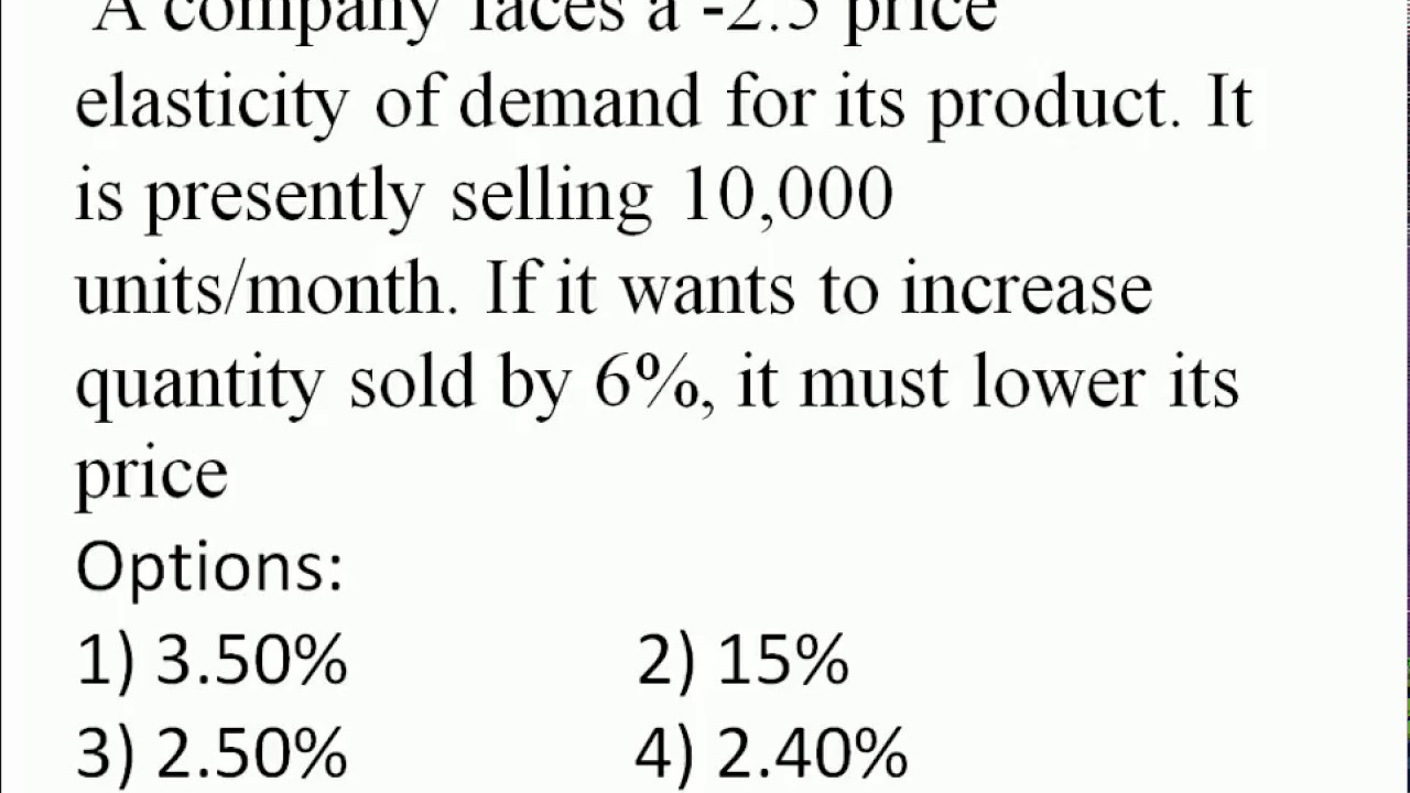 Price Elasticity of Demand (Percentage method) - YouTube
