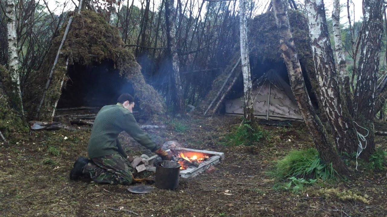 SOLO 2 NIGHTS CAMP CANVAS TENT IN A DEBRIS TEEPEE - YouTube