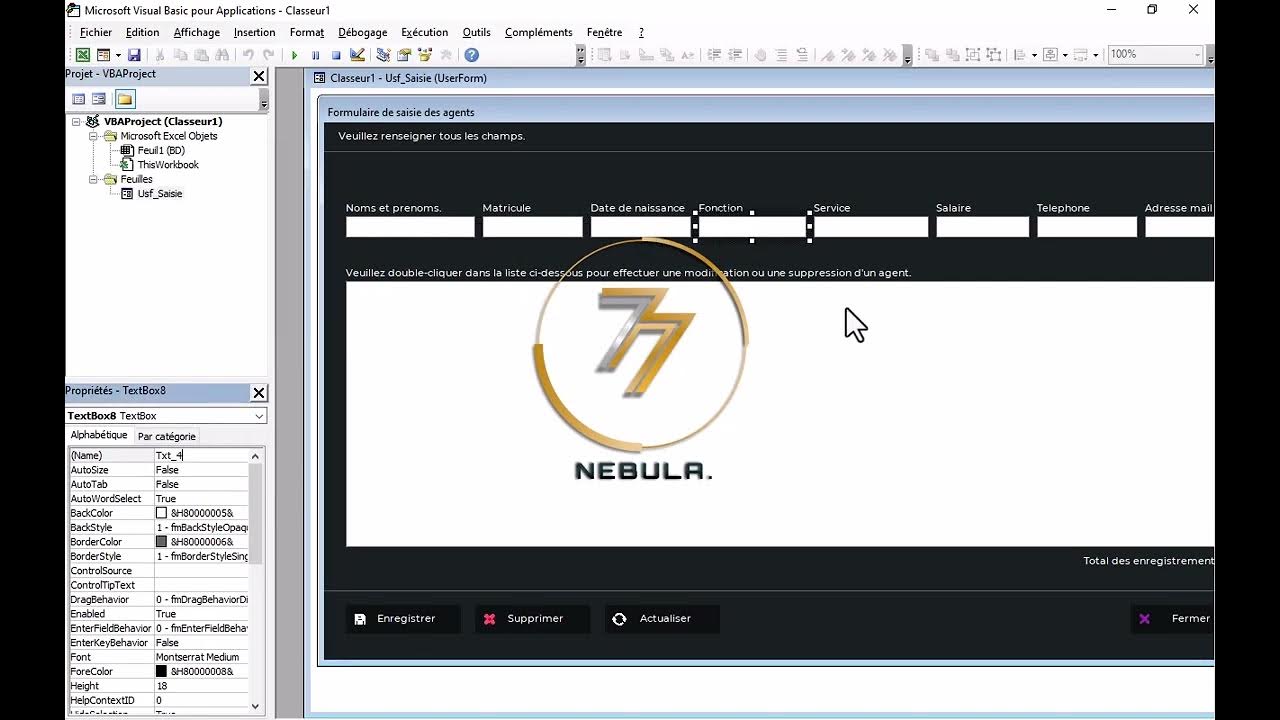 Excel-VBA Atelier Userform 01 - Insertion des données. - YouTube