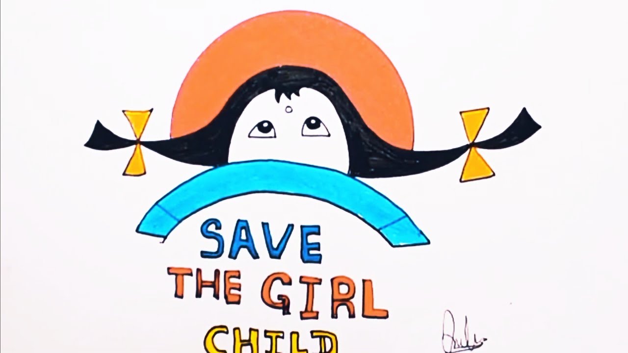 How to draw Save Girl Child Poster Drawing for beginners step by step ...