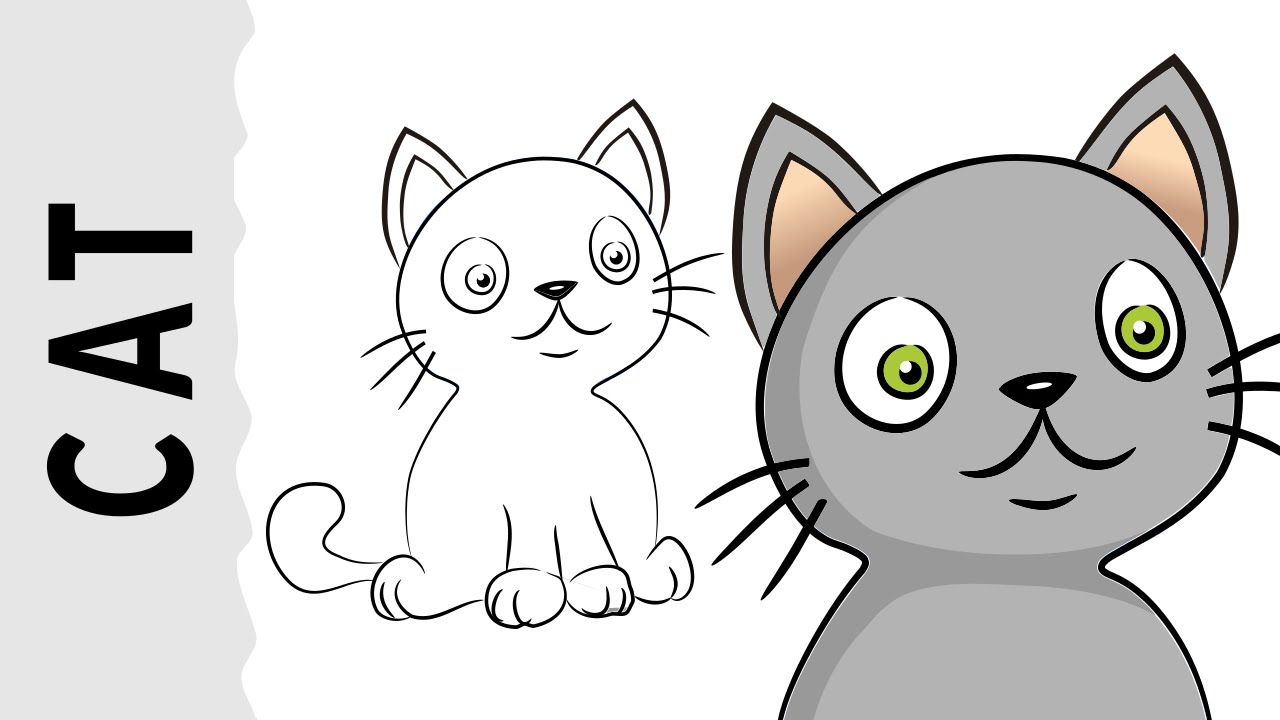 How to draw a cartoon Cat #1 — Wie zeichnet man einen Kater - YouTube