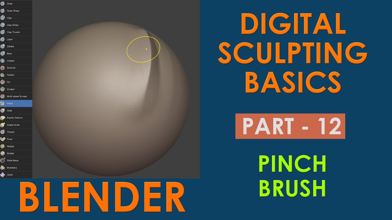 PINCH BRUSH - Digital Sculpting Basics Tutorial in Blender - Part 12 ...