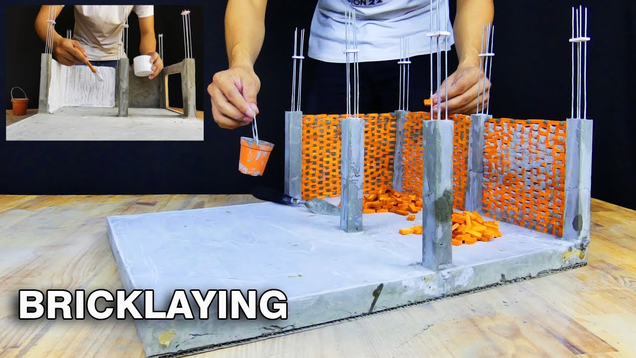 HOW TO MAKE MINI BRICK WALL AND PLASTERING... BRICKLAYING - Dream House ...
