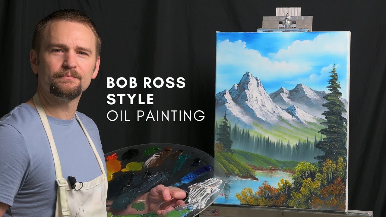 Mountain Landscape Oil Painting Bob Ross Style - "Quiet Retreat" # ...
