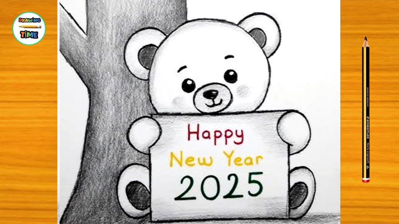 Happy New Year 2025 Pictures - How to Draw a New Year Picture with a ...