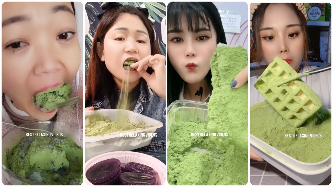 [ASMR] DELICIOUS HEAVY MATCHA POWDERED ICE EATING & AMAZING VIDEO 🤩💚 ...